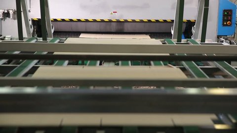 Closeup Image Pleat Cardboard Row Factory Stock Footage Video (100% ...