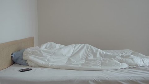 Crumpled Bed Hotel Closeup Unfinished Messy Stock Photo 1303256605 ...