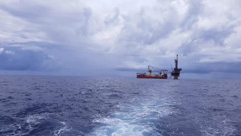 Tender Assisted Drilling Rig Middle Ocean Stock Footage Video (100% ...