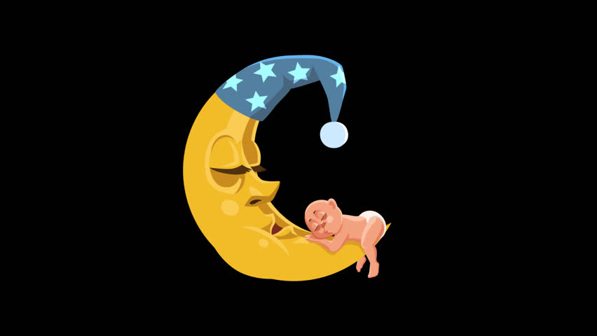 Moon with Sleeping Baby Cartoon Stock Footage Video (100% Royalty-free ...