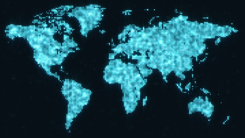 Digital Blue World Map in Stock Footage Video (100% Royalty-free ...