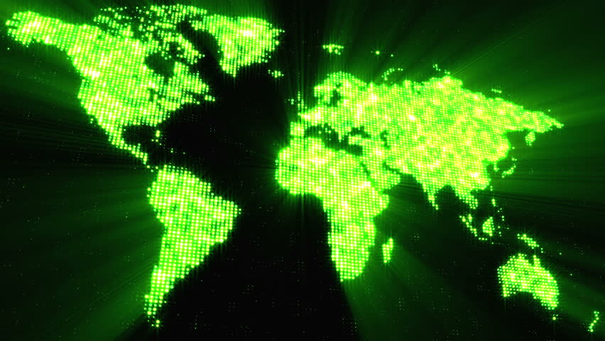 digital green world map flying particles Stock Footage Video (100% ...