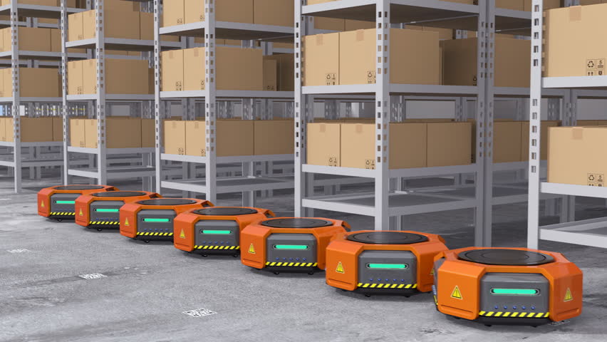 Robot Carriers Moving to Picking Stock Footage Video (100% Royalty-free ...