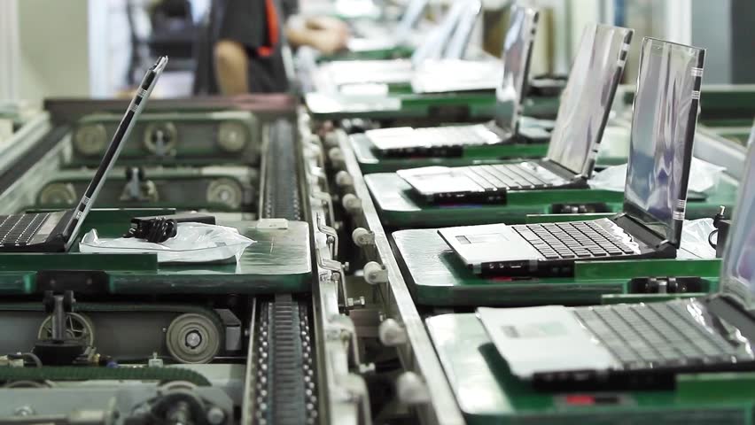 laptop computers conveyor belt assembly plant Stock Footage Video (100% ...