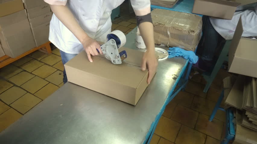 manual assembly carton factory manufacture cardboard Stock Footage ...