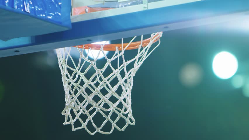 slow motion shot basketball hoop during Stock Footage Video (100% ...