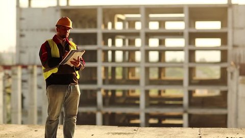 Master Builder Looks New Construction Site Stock Footage Video (100% ...