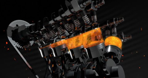 Animation Working V8 Engine Animation Camera Stock Footage Video (100% ...