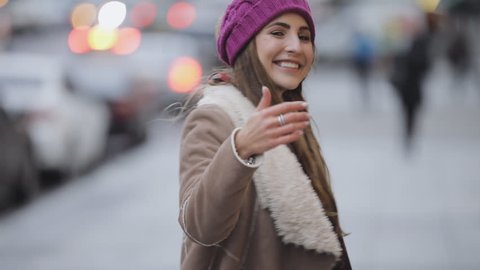 Follow Me Gesture Young Woman Cold Stock Footage Video (100% Royalty ...