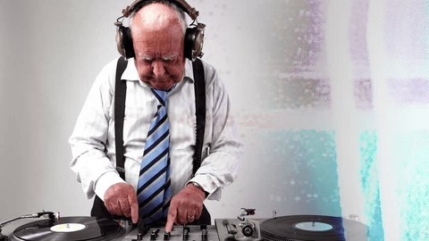 Amazing Grandpa Dj Older Man Djing Stock Footage Video (100% Royalty ...