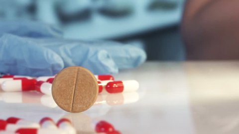 Tablet Rolls Among Medicines Pills Over Stock Footage Video (100% ...