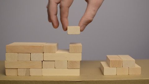 Hand Arranging Wood Block Stacking Step Stock Photo 785526430 ...