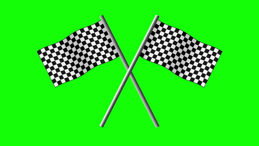 checkered flags crossed animated waving Stock Footage Video (100% ...