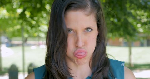 Attractive Woman Blowing Raspberry Showing Derision Stock Footage Video ...