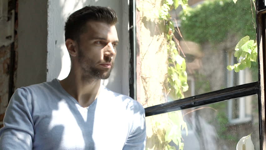 Handsome Man Sitting On Windows Stock Footage Video (100% Royalty-free ...