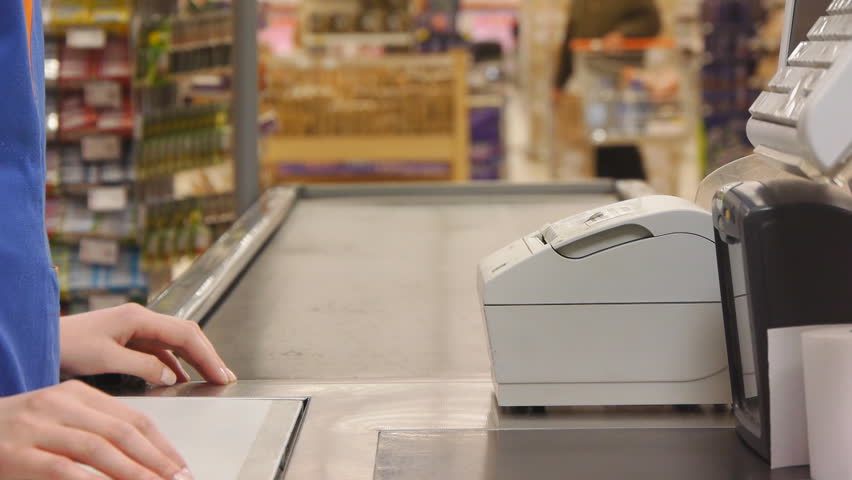 cashier inserts tape into cash register Stock Footage Video (100% ...