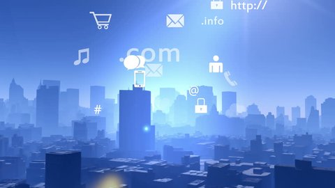 2d City Animation Backgroundblue Moving City Stock Footage Video (100% ...