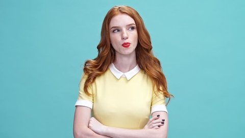 Mystery Ginger Woman Dress Eating Chewing Stock Footage Video (100% ...