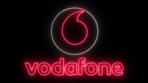 Vodafone Logo Neon Lights Editorial Animation Stock Footage Video (100% ...