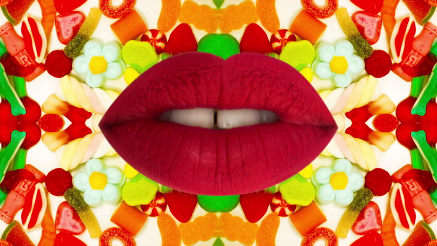 woman's beautiful full red lips overlayed Stock Footage Video (100% ...