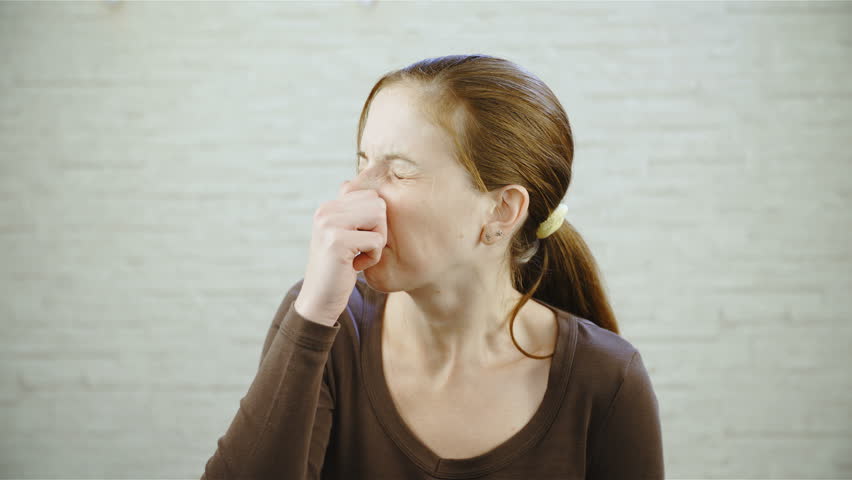 Woman Smells Stinky Smell Making Stock Footage Video (100% Royalty-free ...