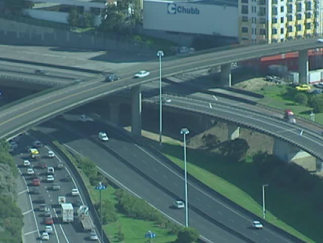 highway overpass infrastructure + traffic auckland Stock Footage Video ...