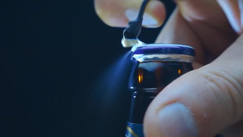 Hand Opens Soft Tin Stopper Bottle Stock Footage Video (100% Royalty ...