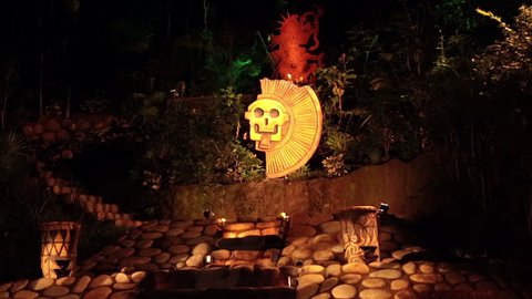 Mayan Temple Pyramid Replica Night Torch Stock Footage Video (100% ...