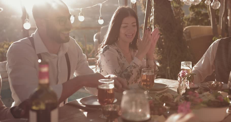 Friends Having Fun Eating and Stock Footage Video (100% Royalty-free ...