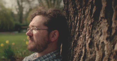 Man Thinking Sitting Under Tree Stock Footage Video (100% Royalty-free ...