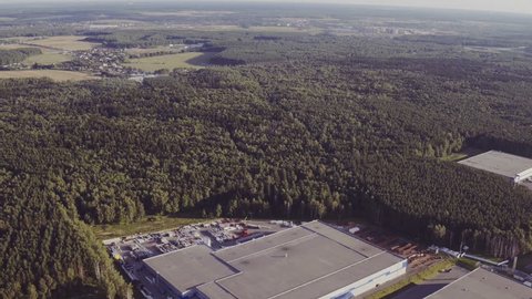 Aerial View Logistics Warehouse Forest Stock Footage Video (100% ...