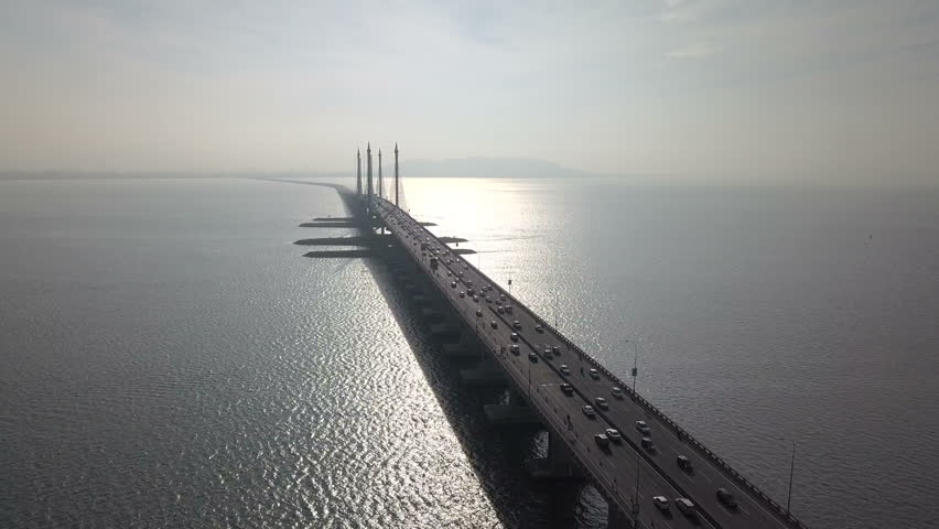 aerial view first penang bridge malaysia Stock Footage Video (100% ...