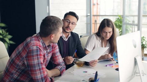 Businessman Putting Forward His Suggestions Colleagues Stock Photo ...