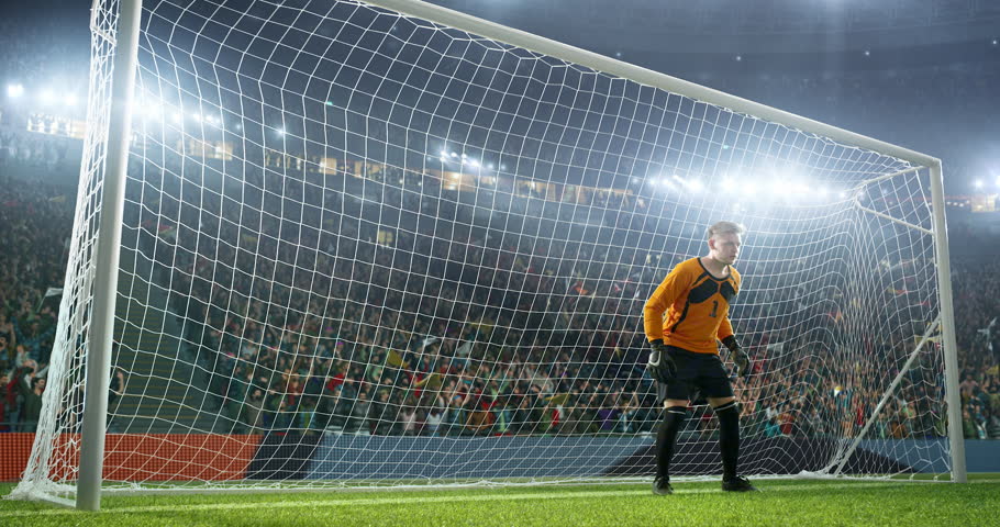 Soccer Goalkeeper Jumps and Catches Stock Footage Video (100% Royalty ...