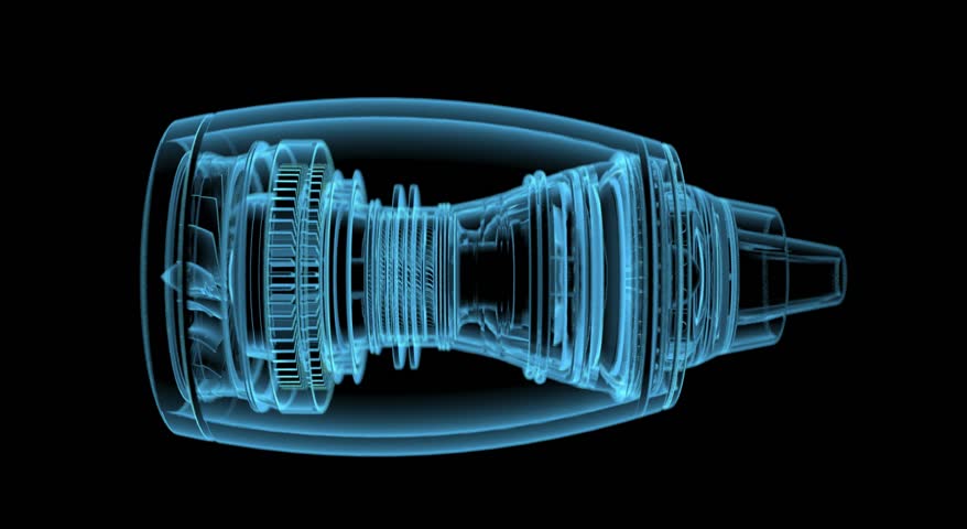 Jet Engine (3d X-ray Blue Stock Footage Video (100% Royalty-free ...
