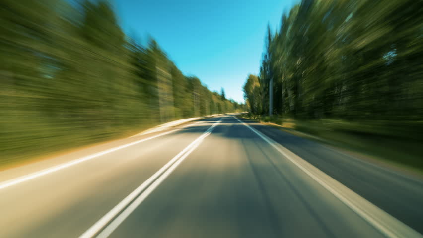 Hyperlapse Point of View Driving on the Highway Outside the City. A Car ...