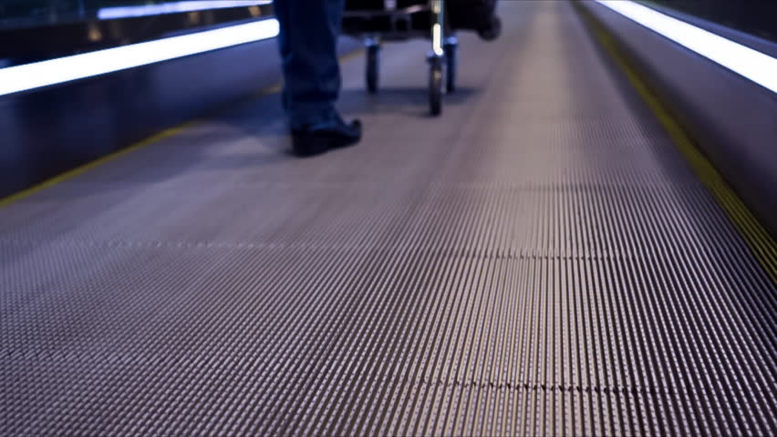 close moving walkway sidewalk pavement travelator Stock Footage Video ...