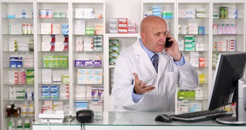 Doctor Man Working Pharmacy Store Hospital Stock Footage Video (100% ...