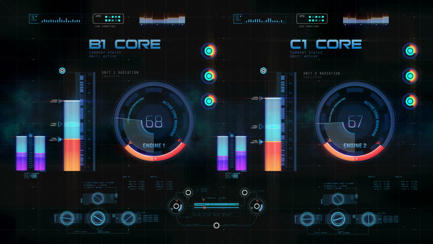 futuristic control board spacecraft engine information Stock Footage ...