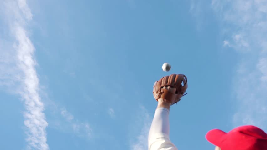 baseball catch success by fielder wearing Stock Footage Video (100% ...