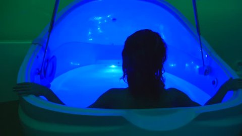 Woman Relaxing Isolation Tank Sensory Deprivation Stock Footage Video ...