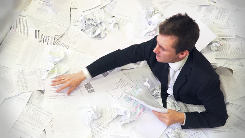 man office drowning paper Stock Footage Video (100% Royalty-free ...