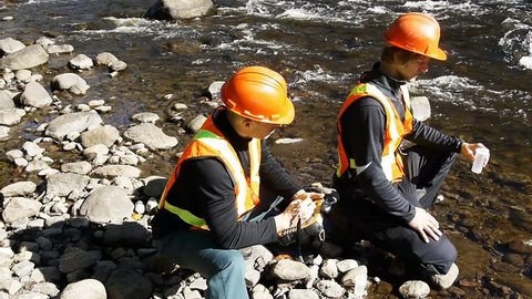 Conservation Workers Taking Water Samples Stock Footage Video (100% ...