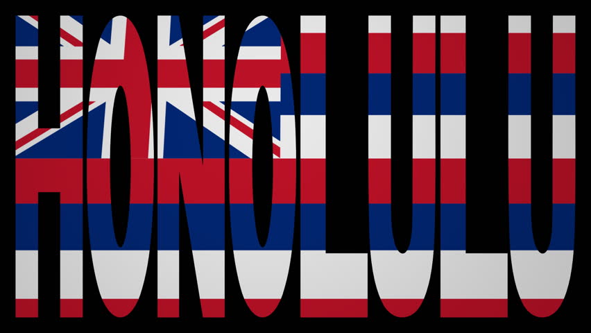 Honolulu Text with Fluttering Flag Stock Footage Video (100% Royalty ...