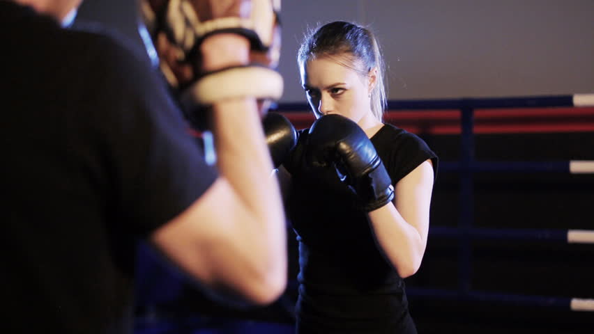 Young Woman Punches the Focus Stock Footage Video (100% Royalty-free ...