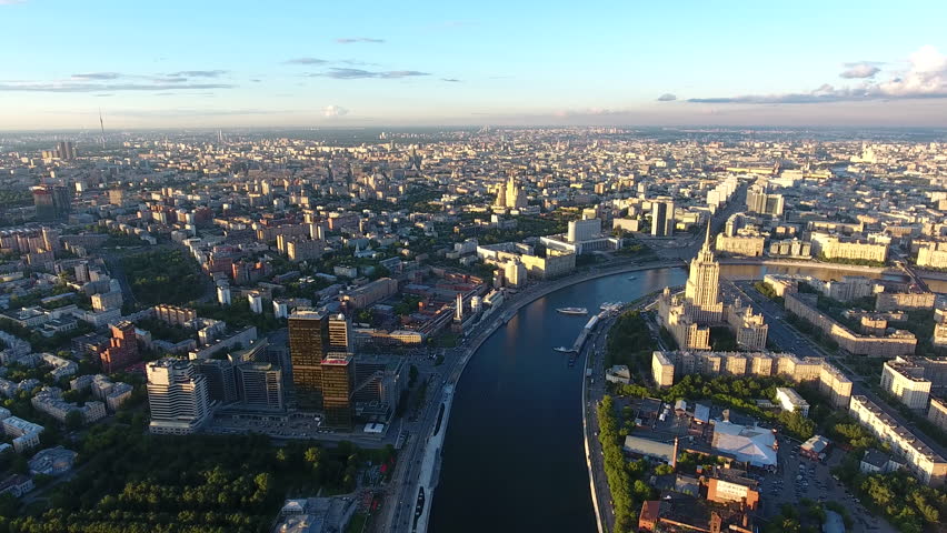bird’s eye view moscow panorama high Stock Footage Video (100% Royalty ...