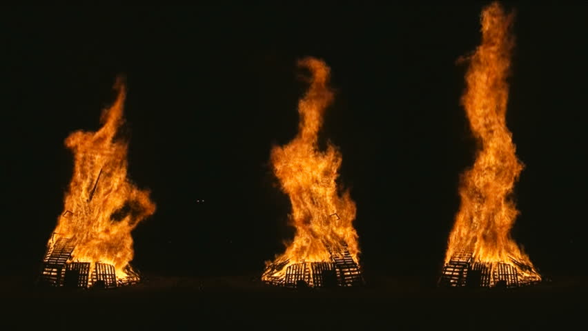 Fire Pyre Three Stacks - Stock Footage Video (100% Royalty-free ...