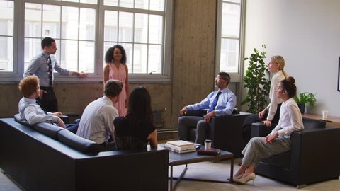 Female Boss Colleagues Celebrate Meeting Close Stock Footage Video (100 ...