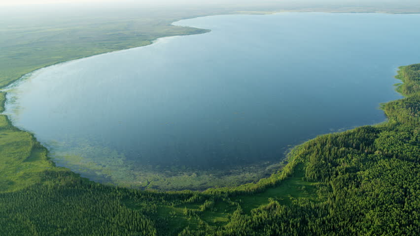 aerial view mcclelland lake boreal deciduous Stock Footage Video (100% ...