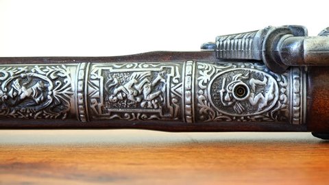 Musket Mahogany Engraving On Trunk Stock Footage Video (100% Royalty ...